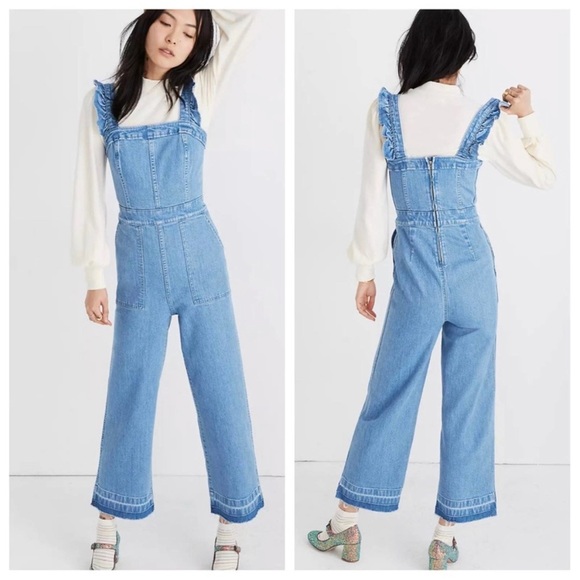 Pants & Jumpsuits | Madewell Ruffled Denim Overalls 8 | Poshmark